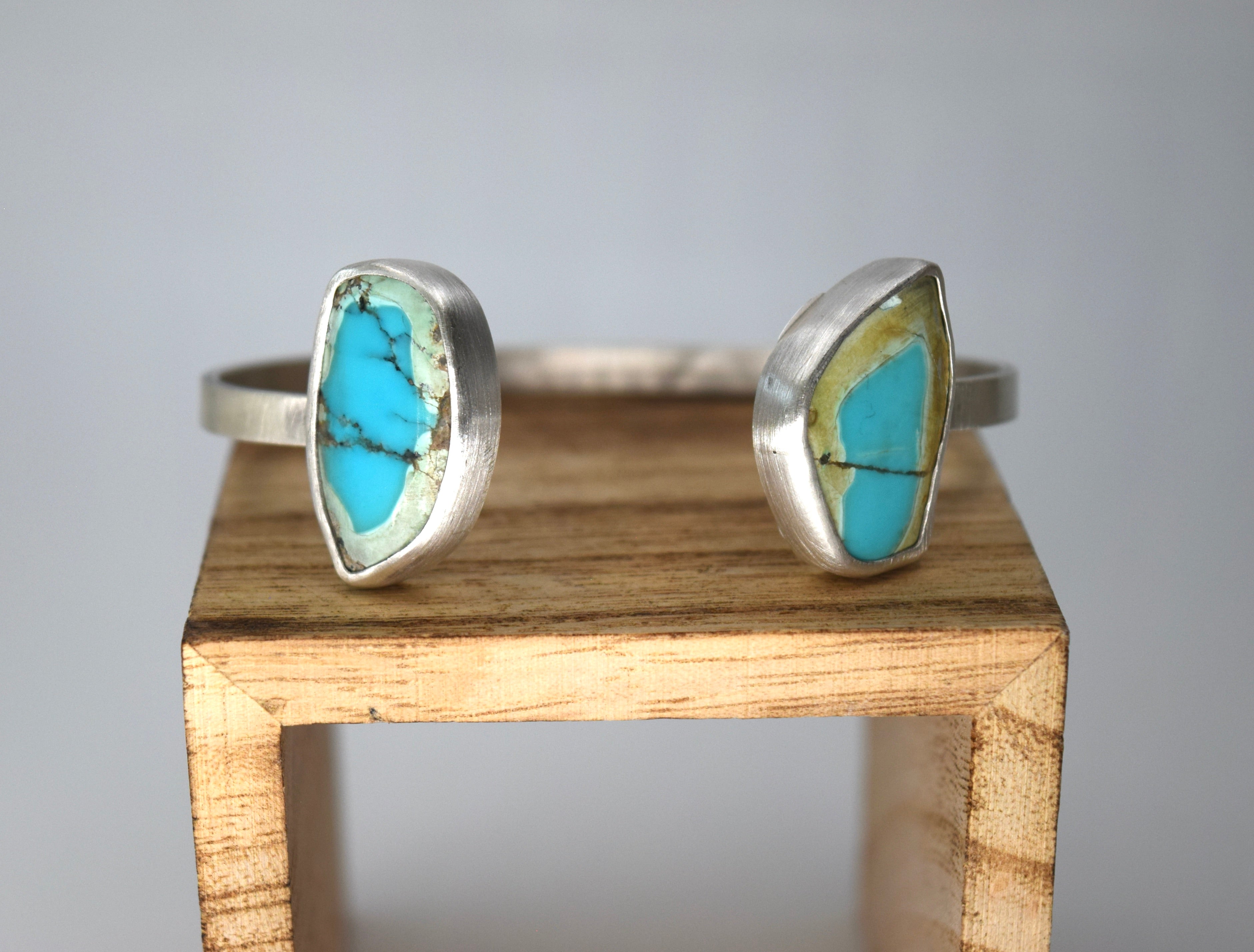 Organic Turquoise 2 stone cuff – hawkhummingbirdmoon